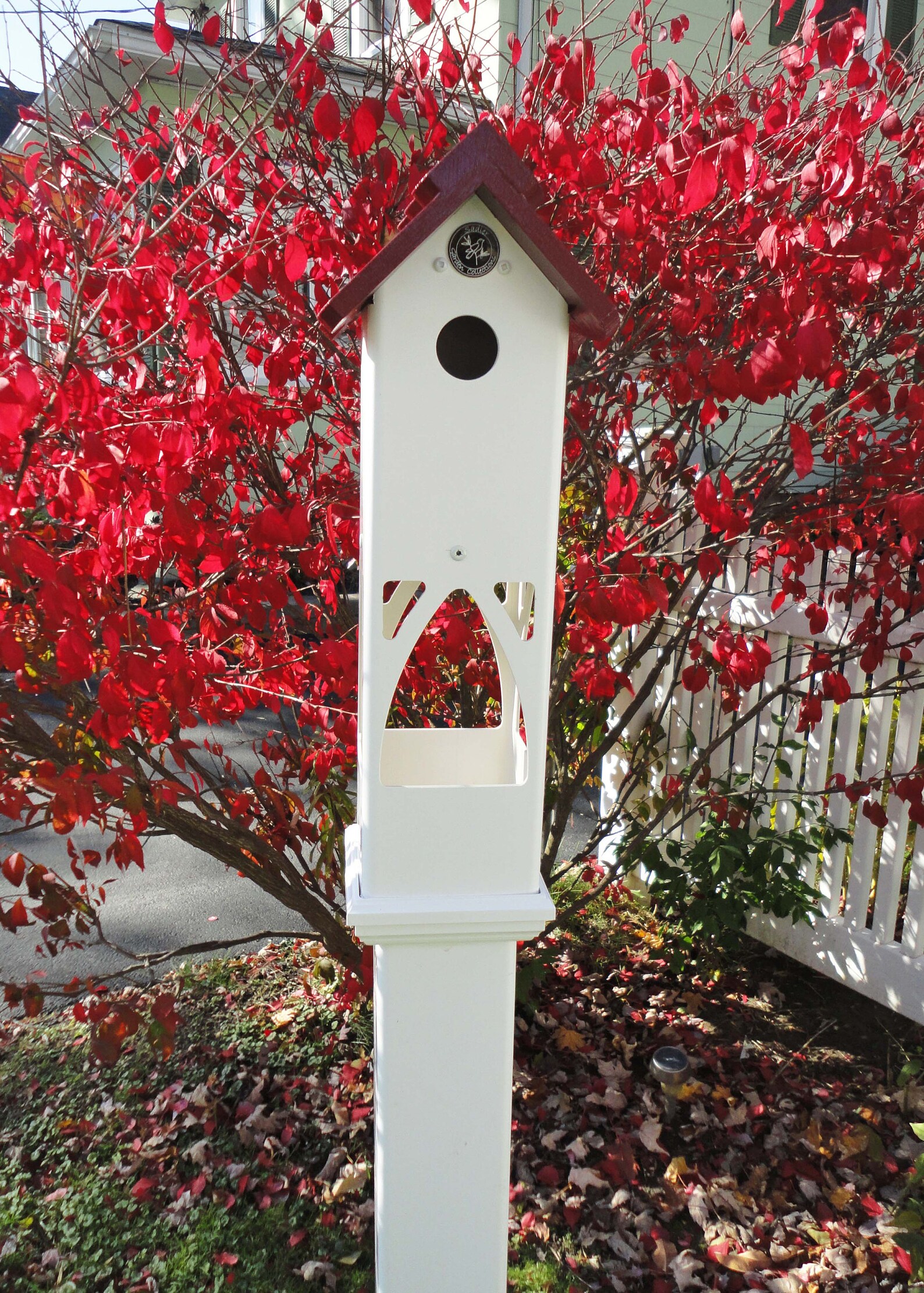 Combination 4x4 All Vinyl Post Mount Bird House and Feeder, Outdoor ...