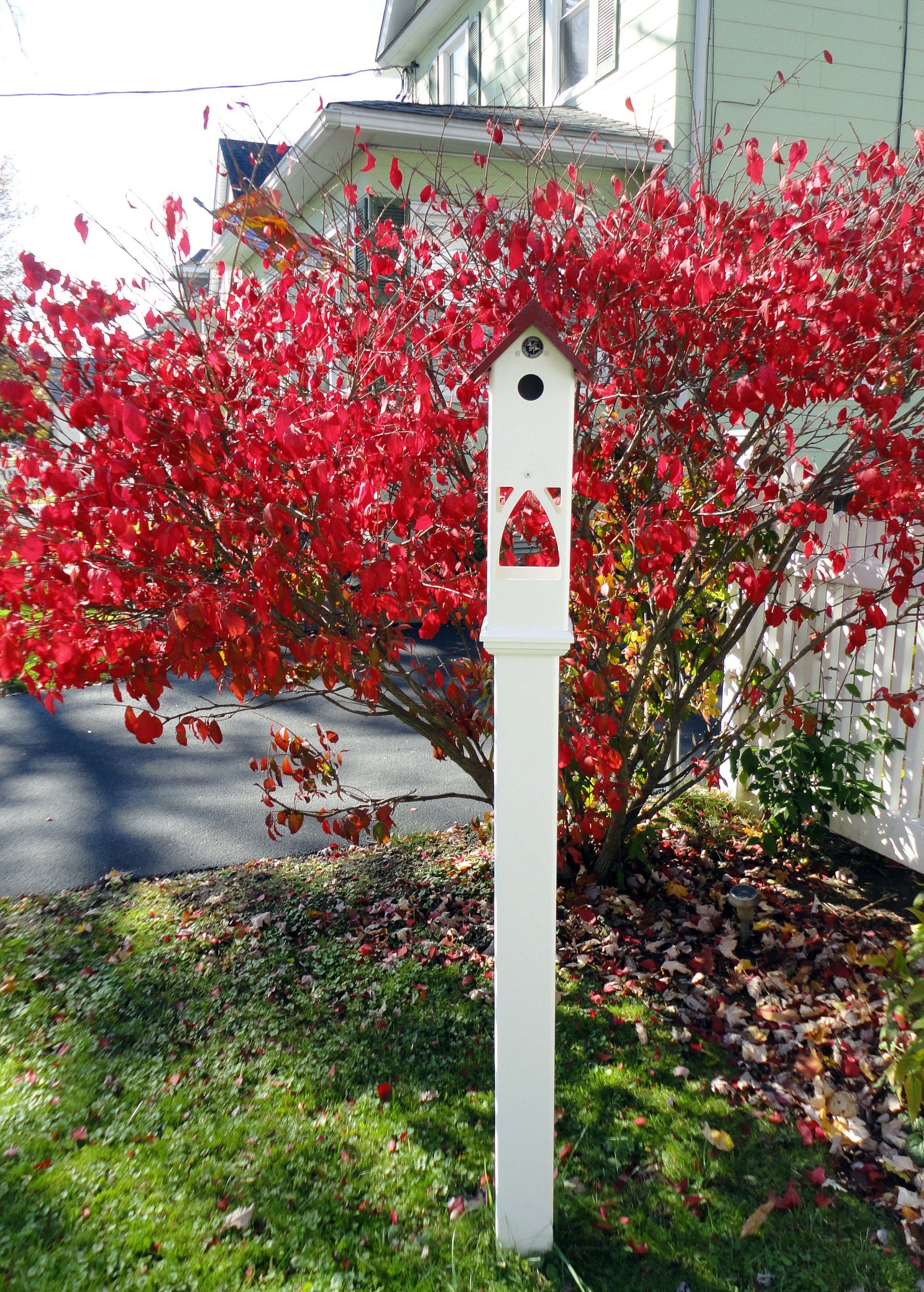 Combination 4x4 All Vinyl Post Mount Bird House and Feeder, Outdoor ...