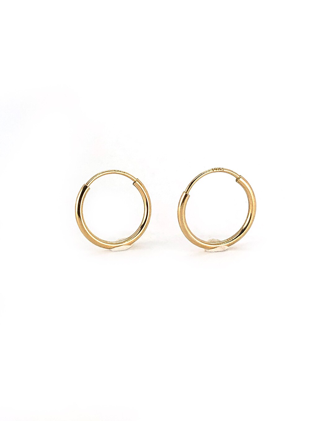 Solid Gold Hoops - BABY Hoops in 14k Gold // Endless Huggies in Solid ...
