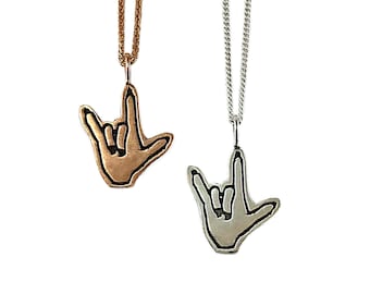 I Love You Necklace SMALL Sign Language Necklace Hand Signing - Etsy
