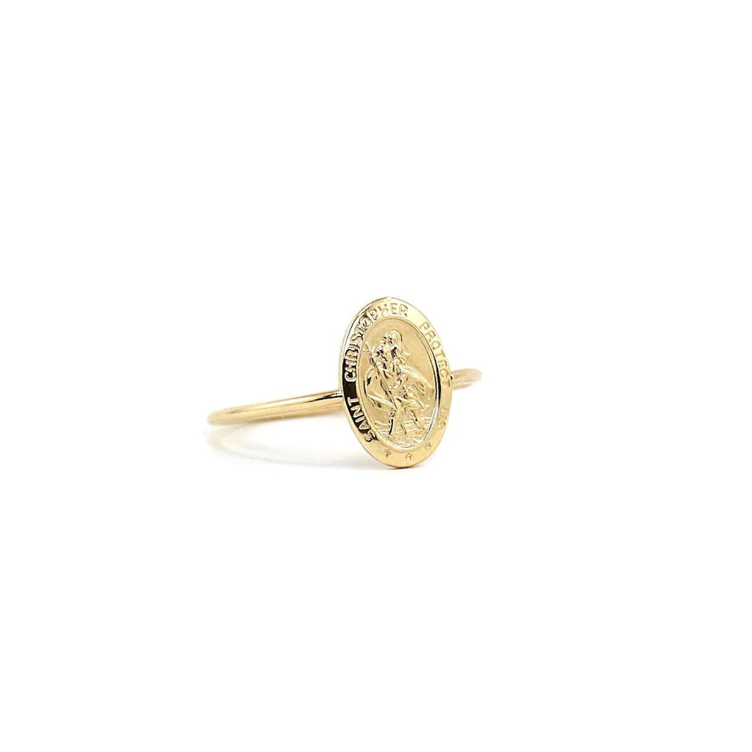 St. Christopher Ring - Solid Gold Ring // St. Christopher Charm ...