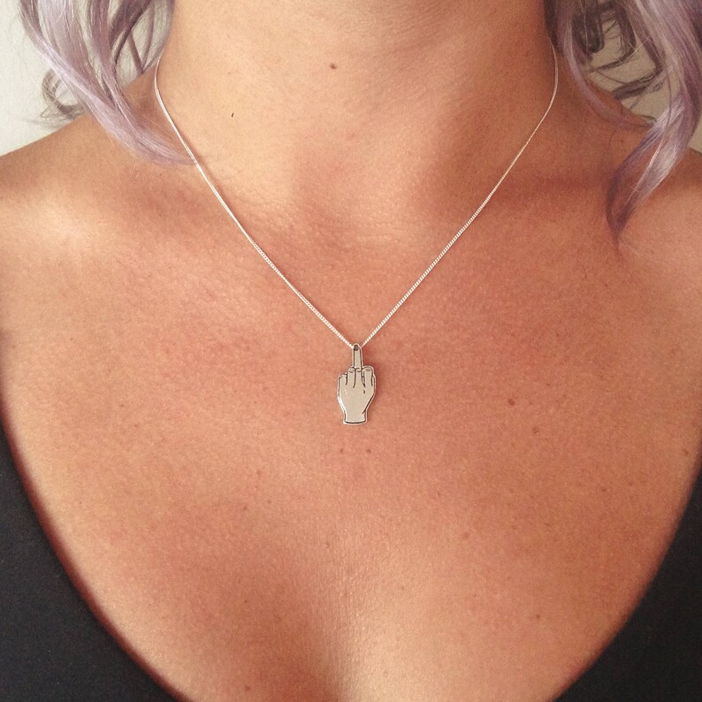 F.U. Too // middle finger necklace // middle finger jewelry // | Etsy