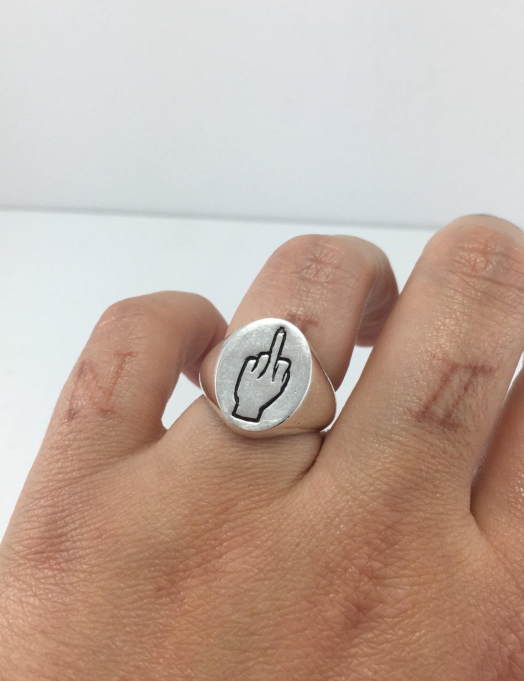 Silver Signet Ring F.U. Too Signet Ring // Sterling Silver Signet Ring ...