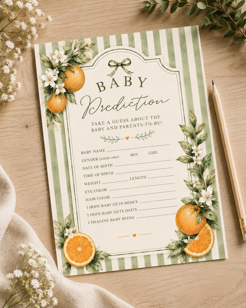 Baby Shower Food Tent Cards, Editable Orange Floral Labels (digital ...