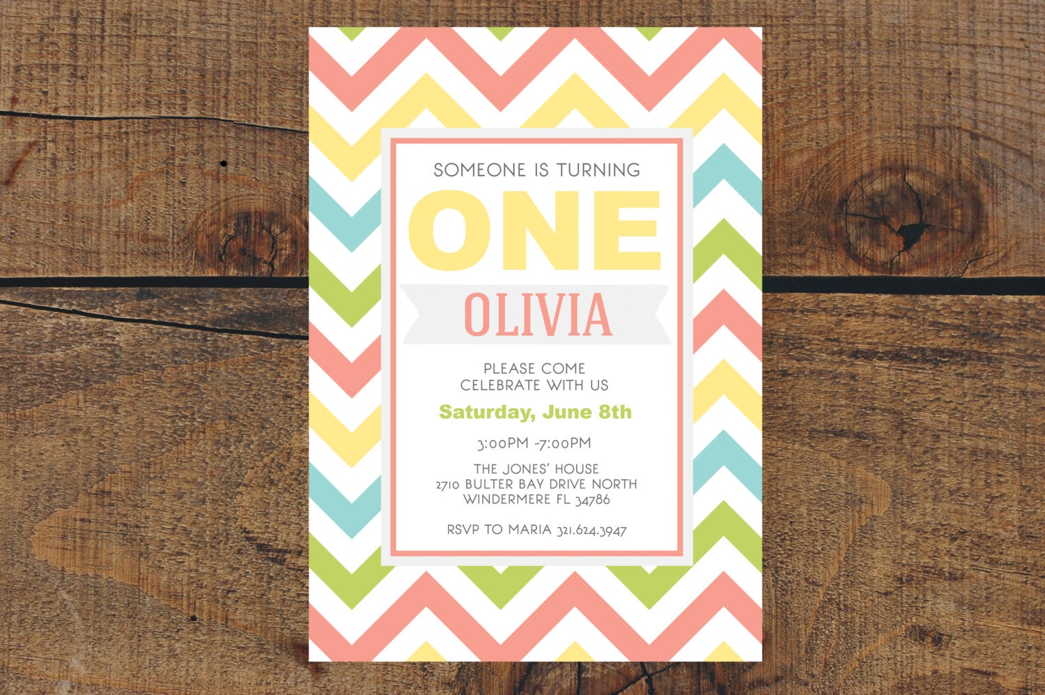 Printable Chevron Birthday Party Invitation