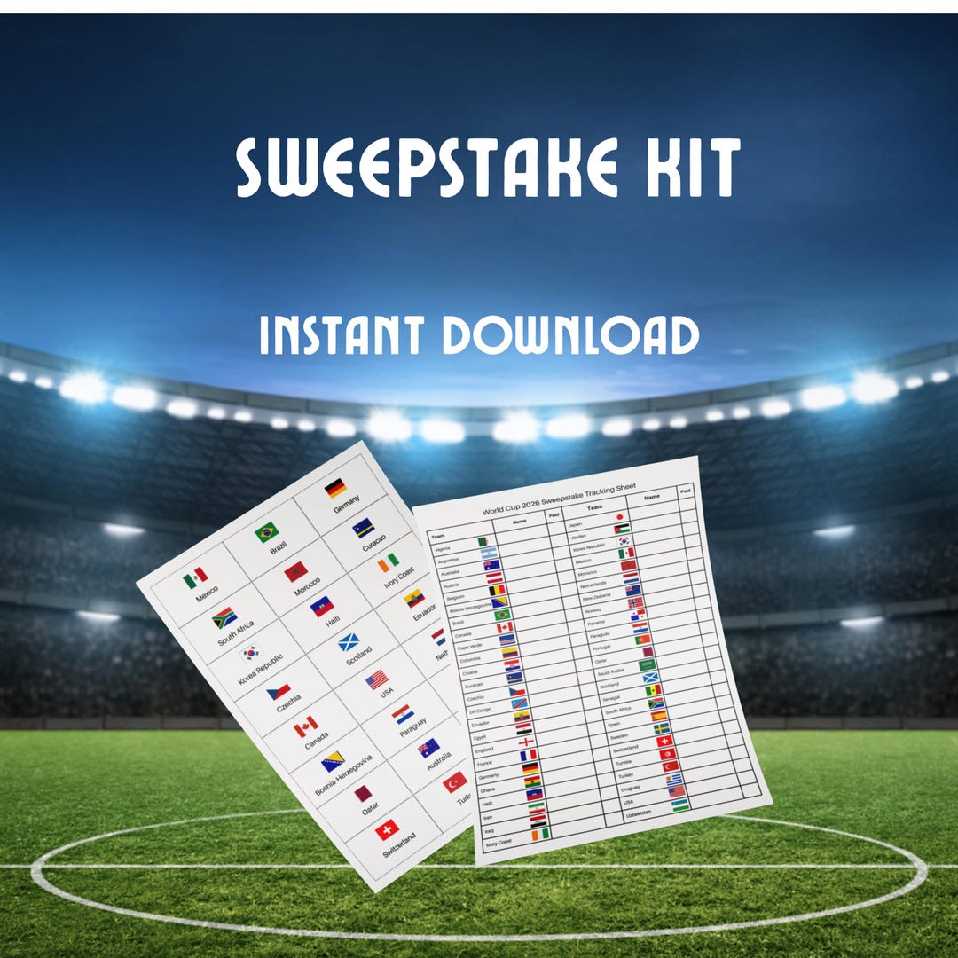 World Cup Sweepstake Kit, Printable Office Sweepstake Kit, Instant ...