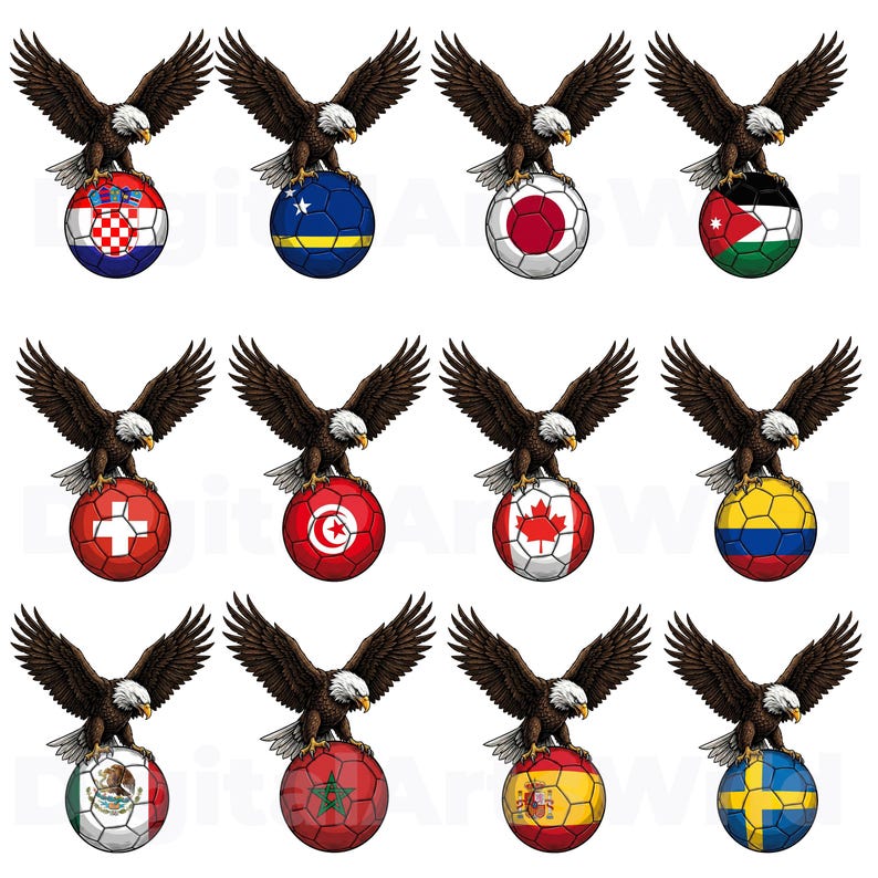 World Cup 2026 PNG Bundle, Eagle Soccer Ball Flags (digital Download ...