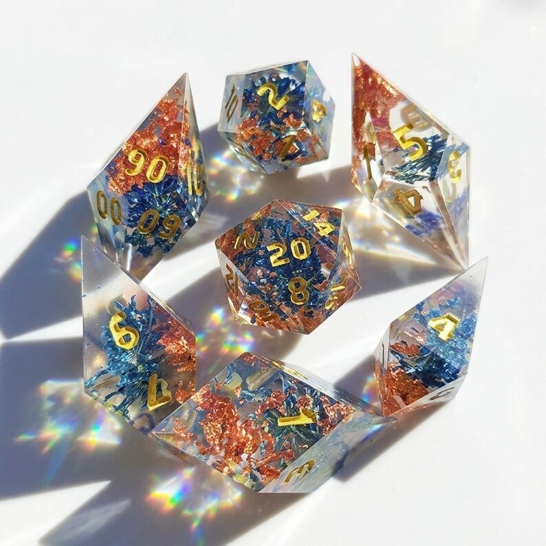 Sharp Edge Resin Dice Collection | Handmade DND Polyhedral Dice Set ...