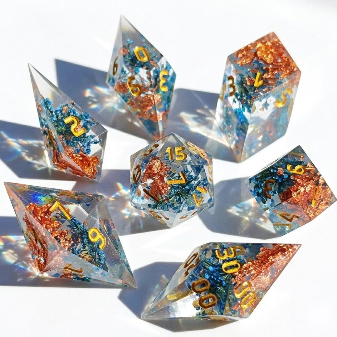 Sharp Edge Resin Dice Collection | Handmade DND Polyhedral Dice Set ...