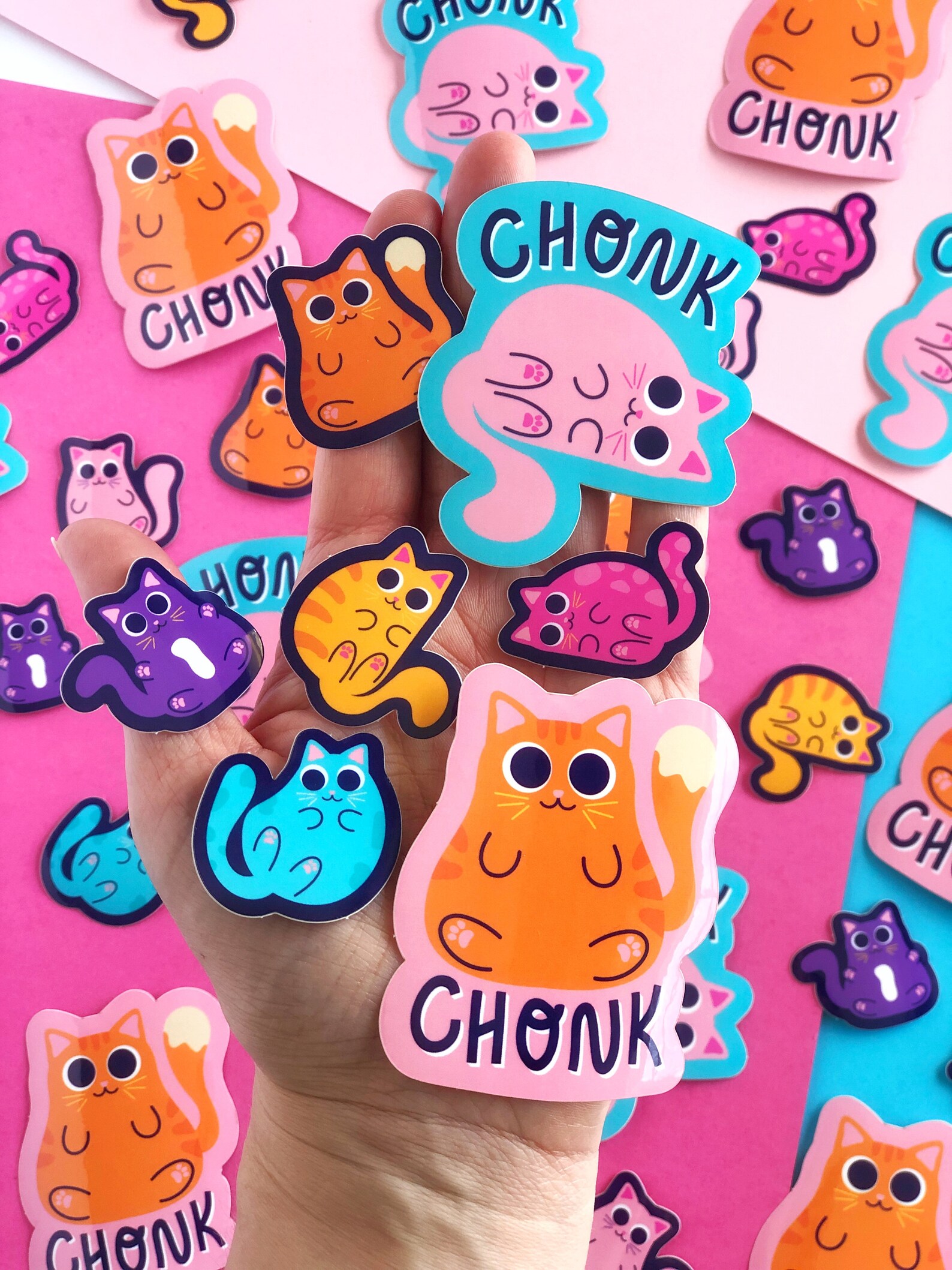 Chonk Cat Sticker Pack Bundle Fat Chonk Cat Chunky Kitty - Etsy