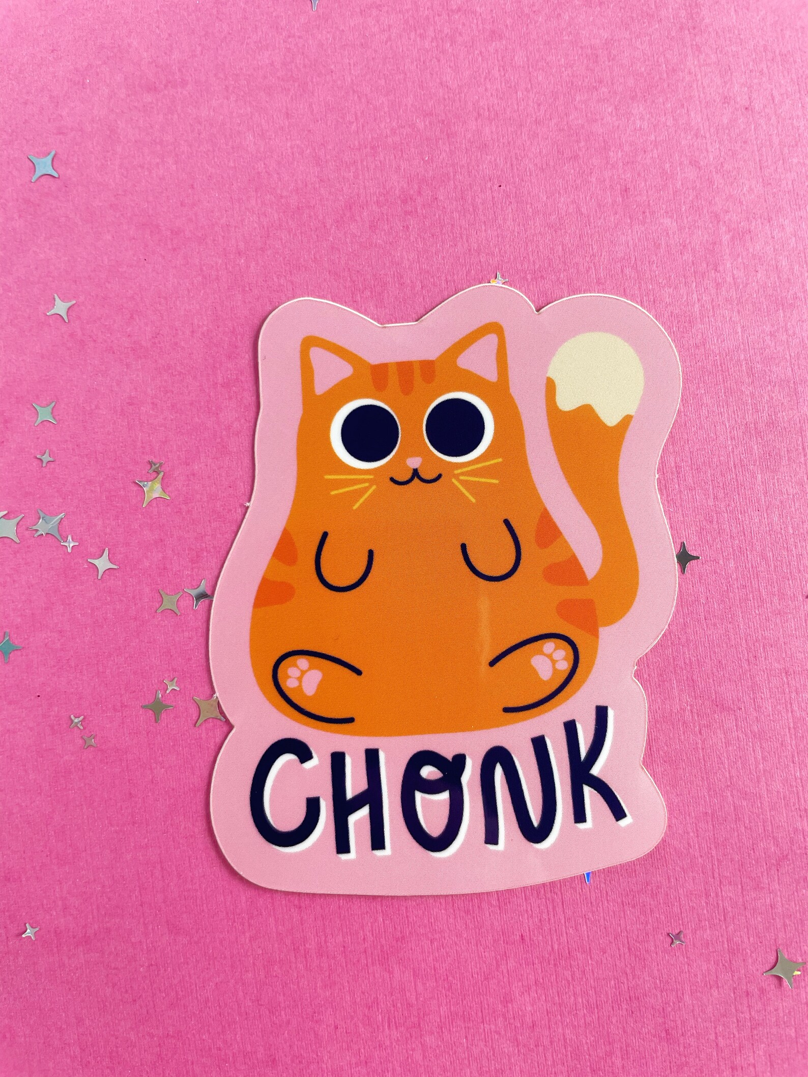 Chonk Cat Sticker Cute Fat Orange Cat Waterproof Decal - Etsy