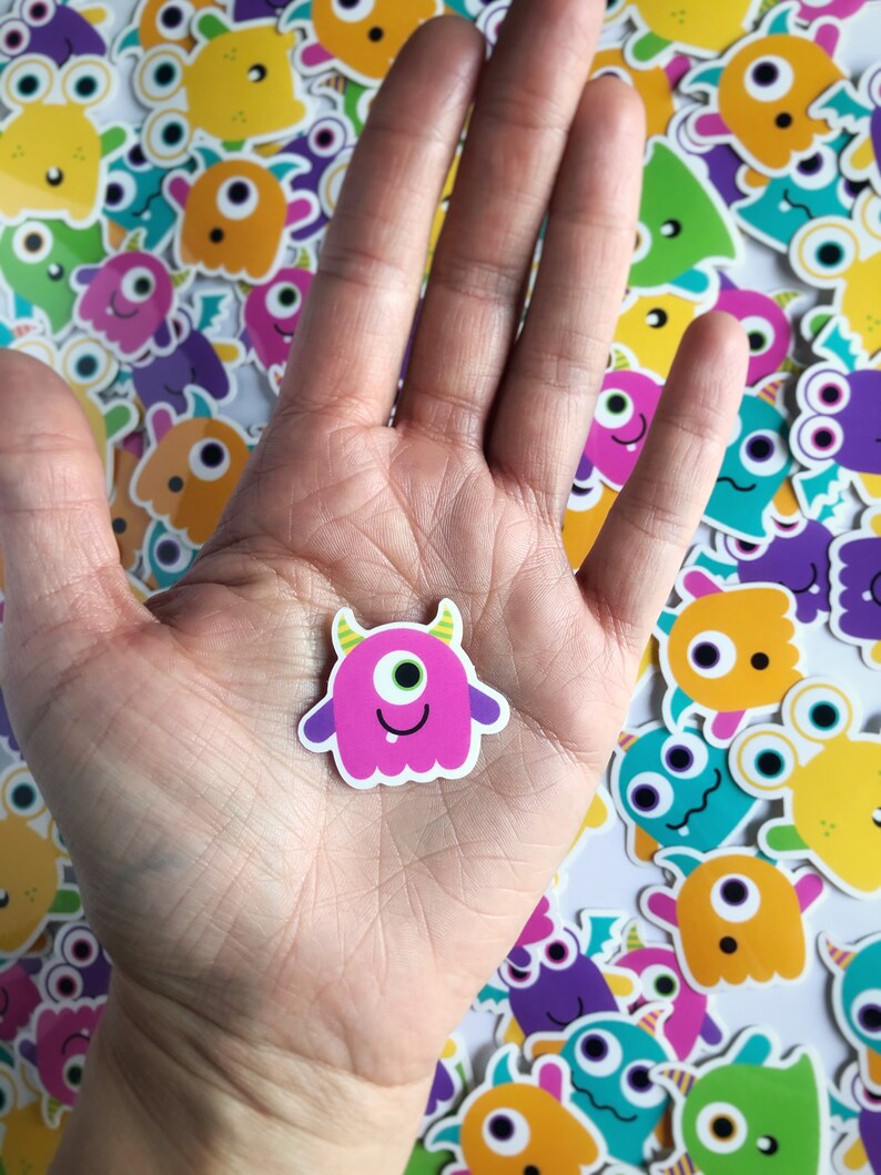 Cute Monster Mini Stickers Set of 6 Pack of Monster Vinyl | Etsy