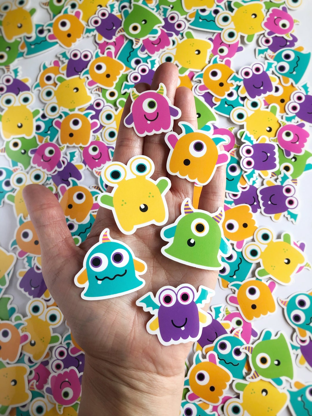 Cute Monster Mini Stickers Set of 6 | Pack of Monster Vinyl Decals ...