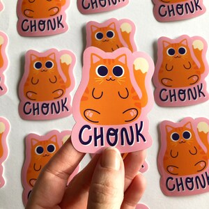 Chonk Cat Sticker | Cute Fat Orange Cat Waterproof Decal | Crazy Cat ...