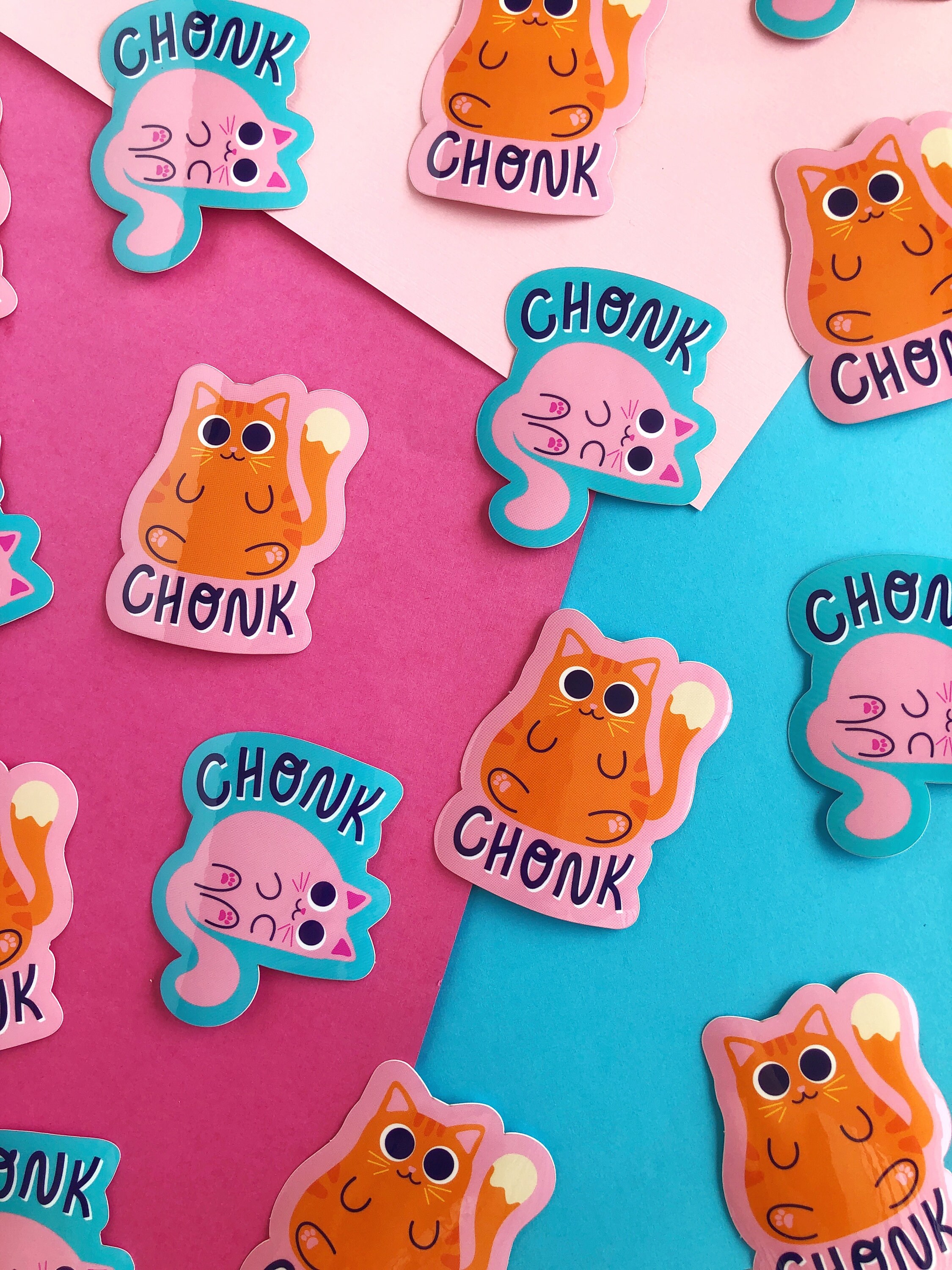 Chonk Cat Sticker Two Pack Set Cute Fat Orange Cat | Etsy