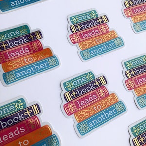 One Book Leads to Another Sticker | Stack of Books Bookish Decal for ...