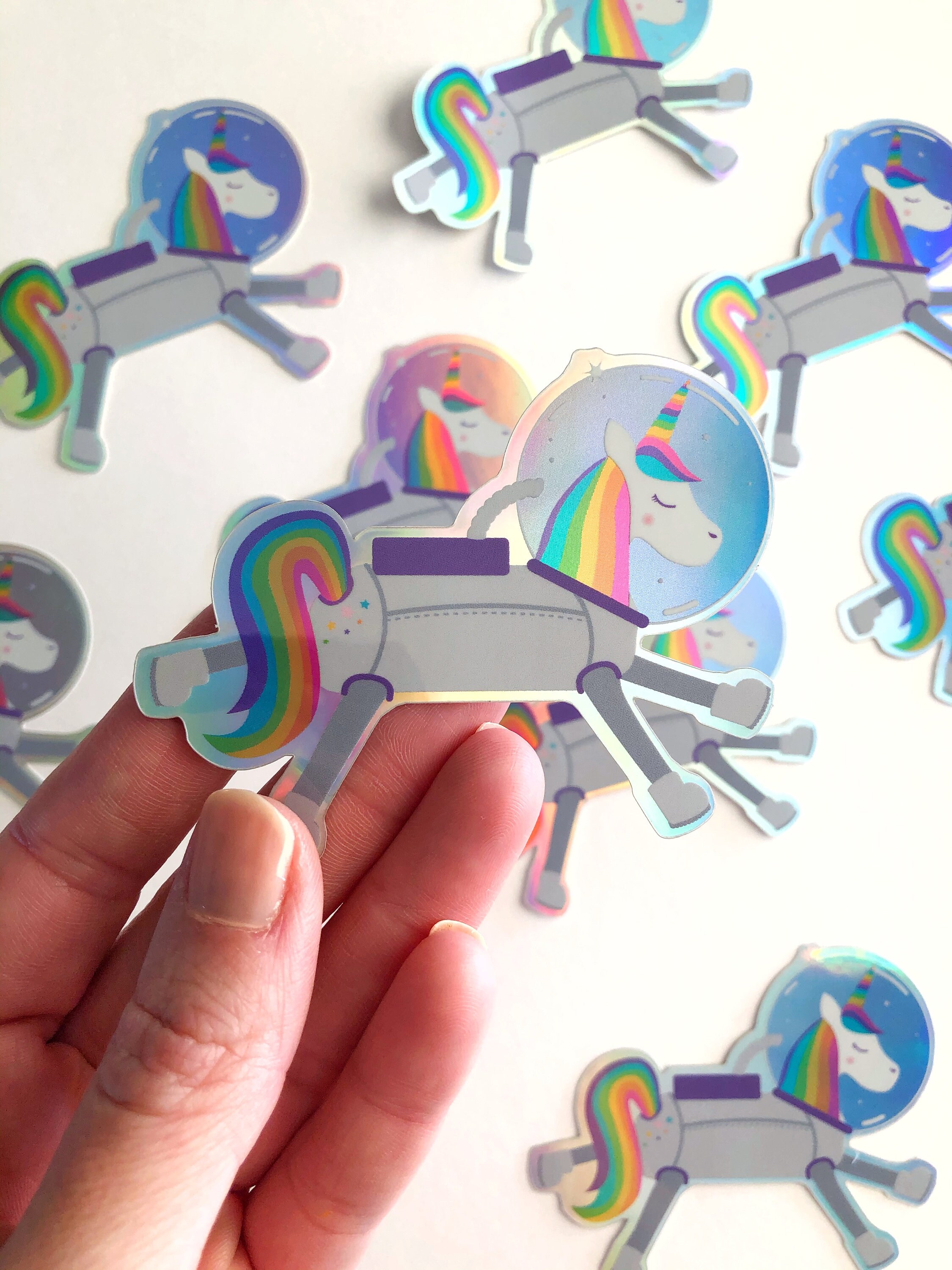Holographic Space Unicorn Astronaut Vinyl Sticker Decal | Waterproof ...