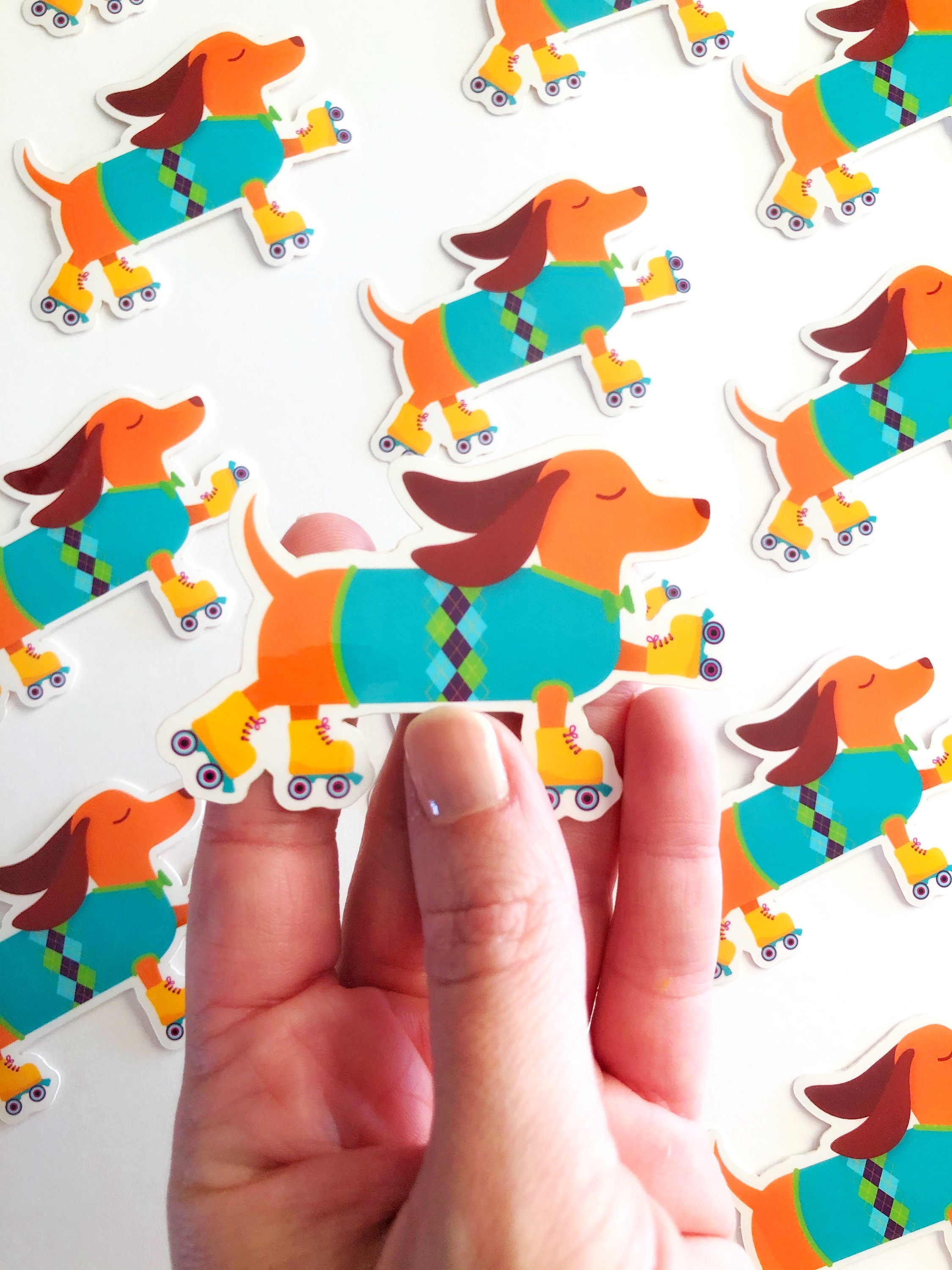 Roller Skating Dachshund Dog Vinyl Sticker Decal | Dachshund Lover Gift ...
