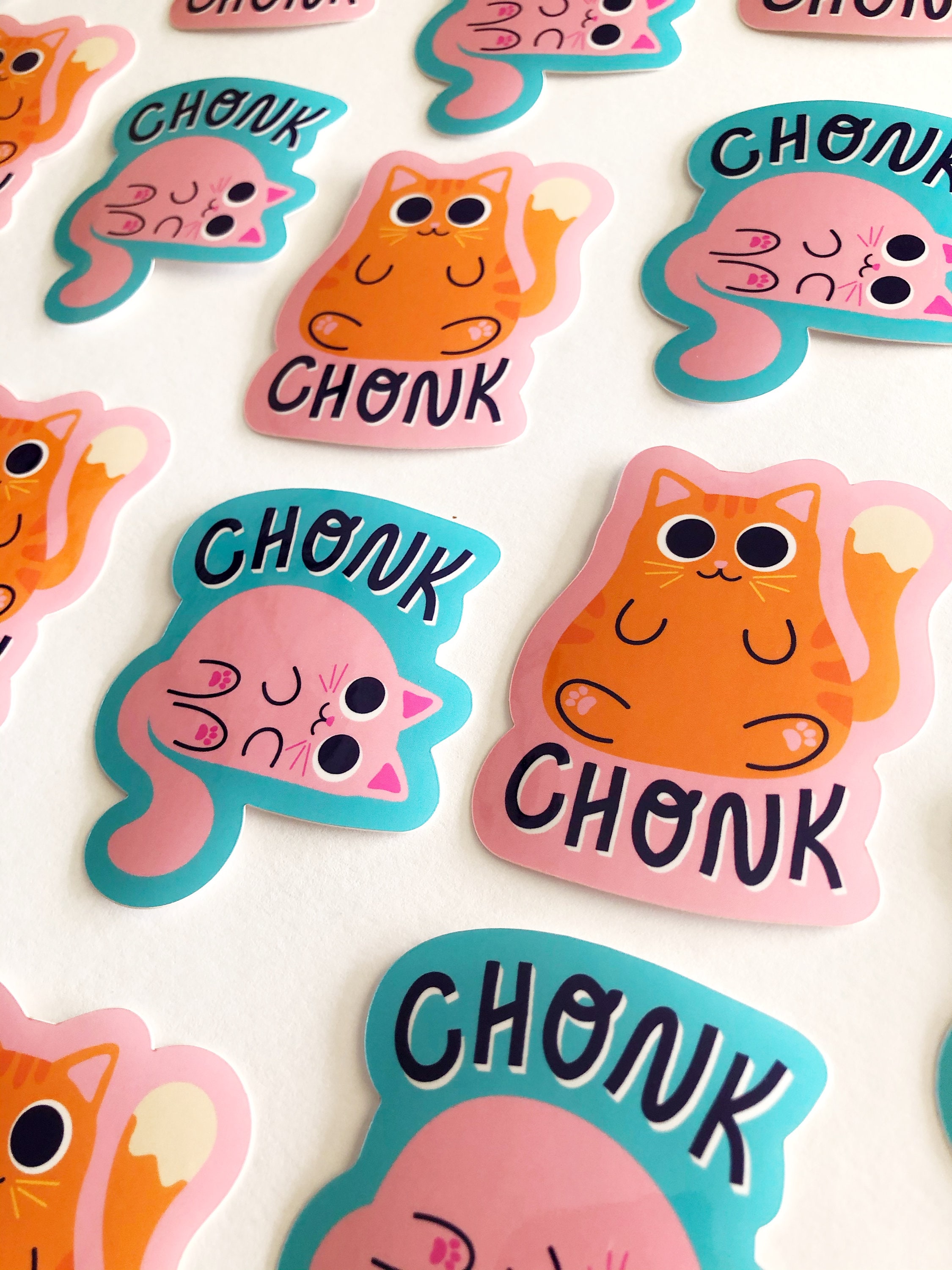 Chonk Cat Sticker Two Pack Set Cute Fat Orange Cat | Etsy