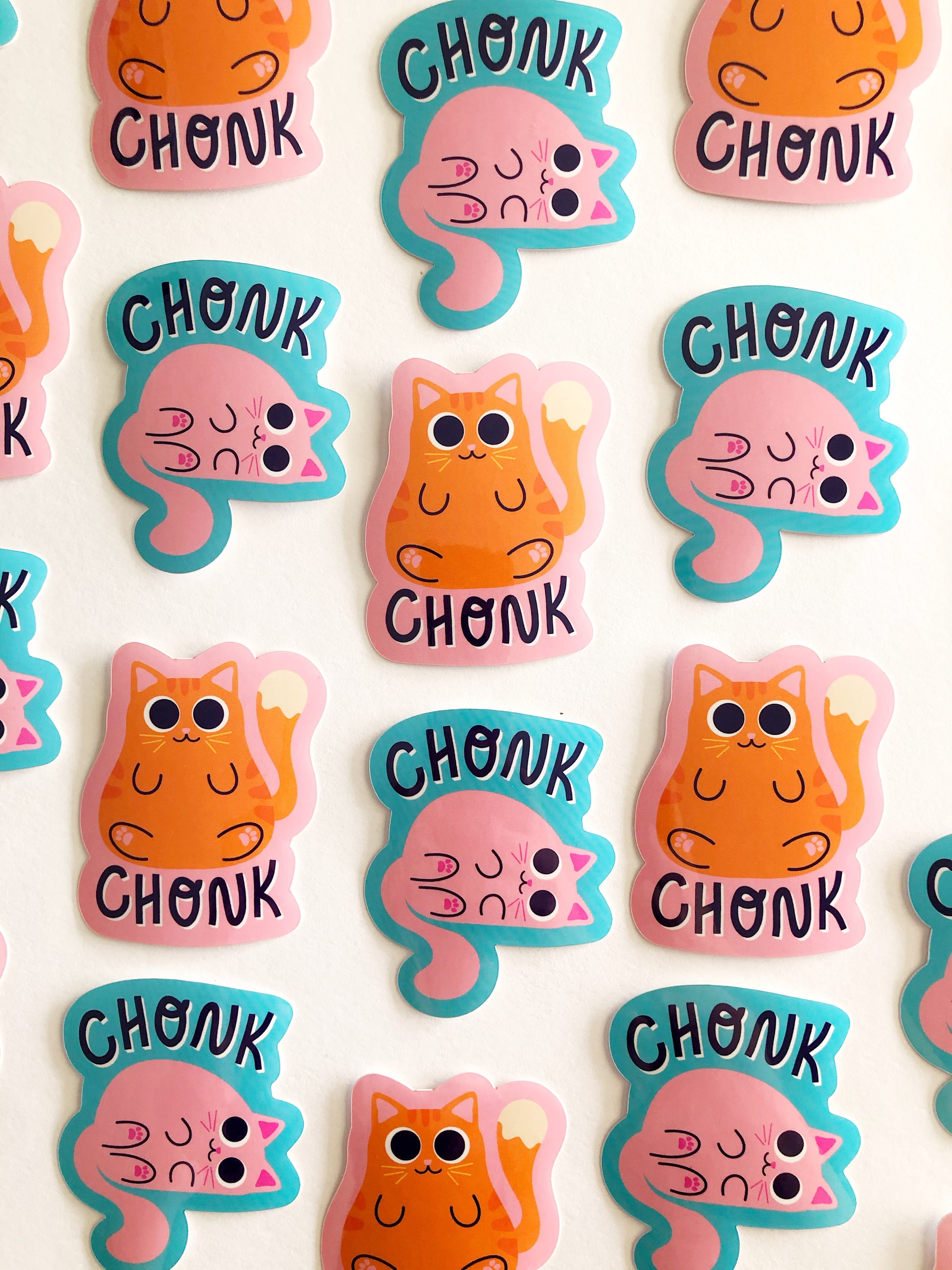 Chonk Cat Sticker Two Pack Set Cute Fat Orange Cat | Etsy