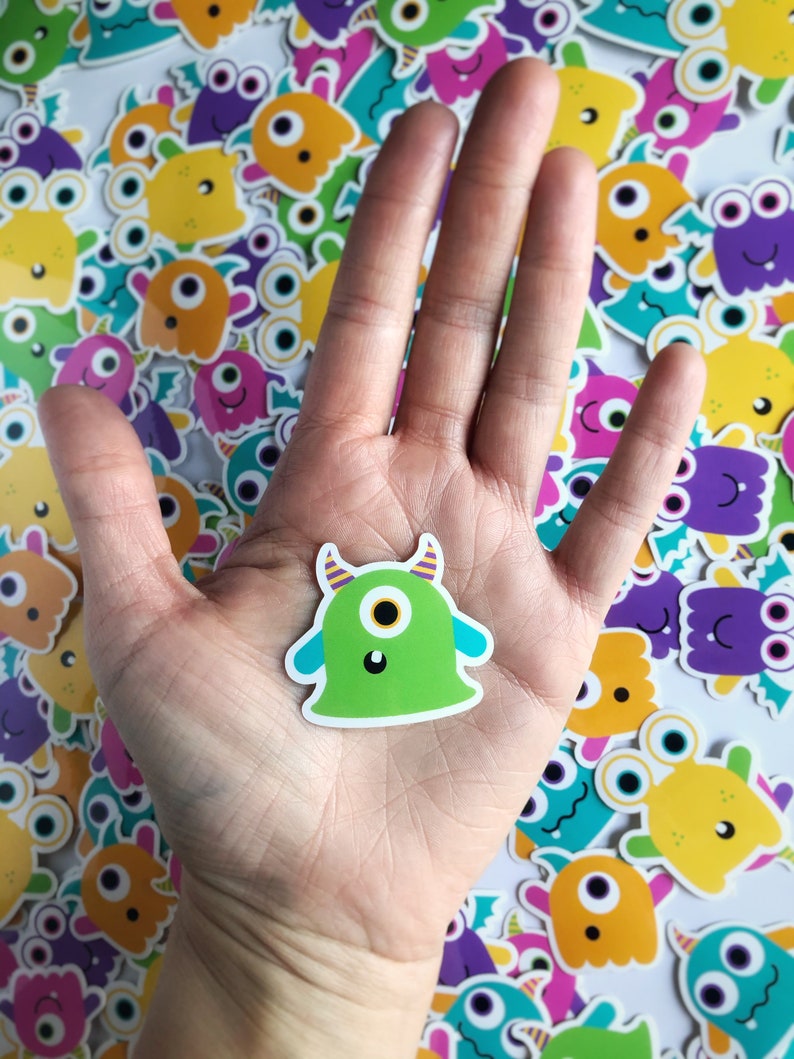 Cute Monster Mini Stickers Set of 6 Pack of Monster Vinyl | Etsy