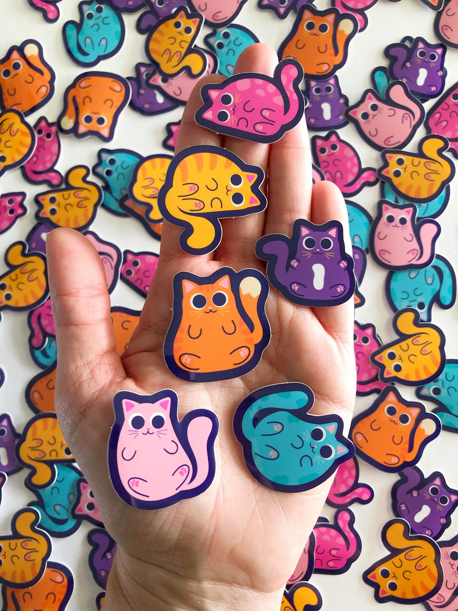 Cute Cat Sticker Pack Fat Chonk Cat Chunky Kitty Vinyl - Etsy