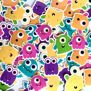 Cute Monster Mini Stickers Set of 6 | Pack of Monster Vinyl Decals ...