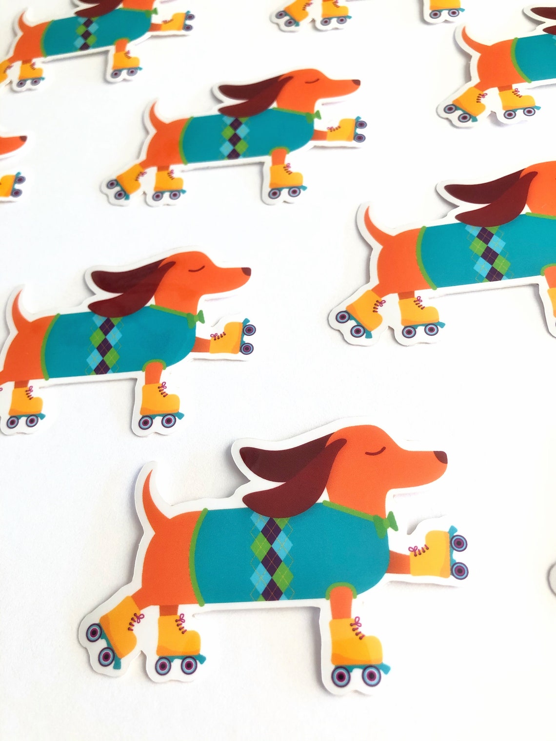 Roller Skating Dachshund Dog Vinyl Sticker Decal Dachshund | Etsy