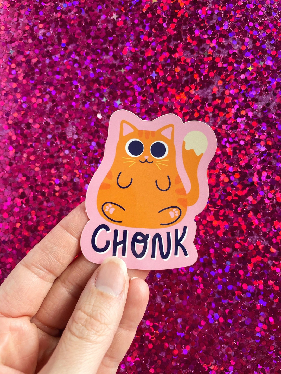 Chonk Cat Sticker | Cute Fat Orange Cat Waterproof Decal | Crazy Cat ...