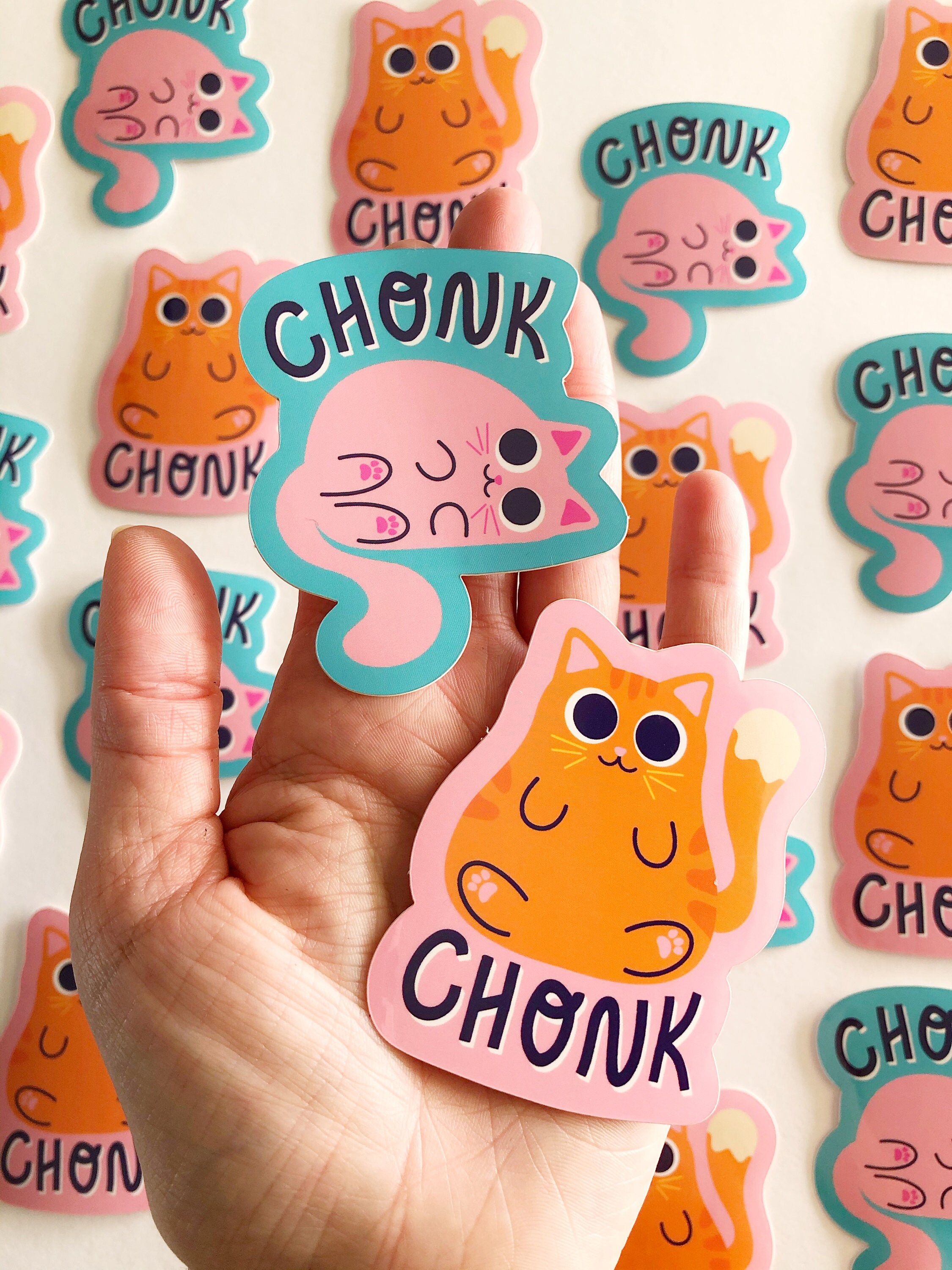Chonk Cat Sticker Two Pack Set Cute Fat Orange Cat | Etsy