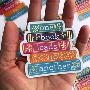 One Book Leads to Another Sticker | Stack of Books Bookish Decal for ...
