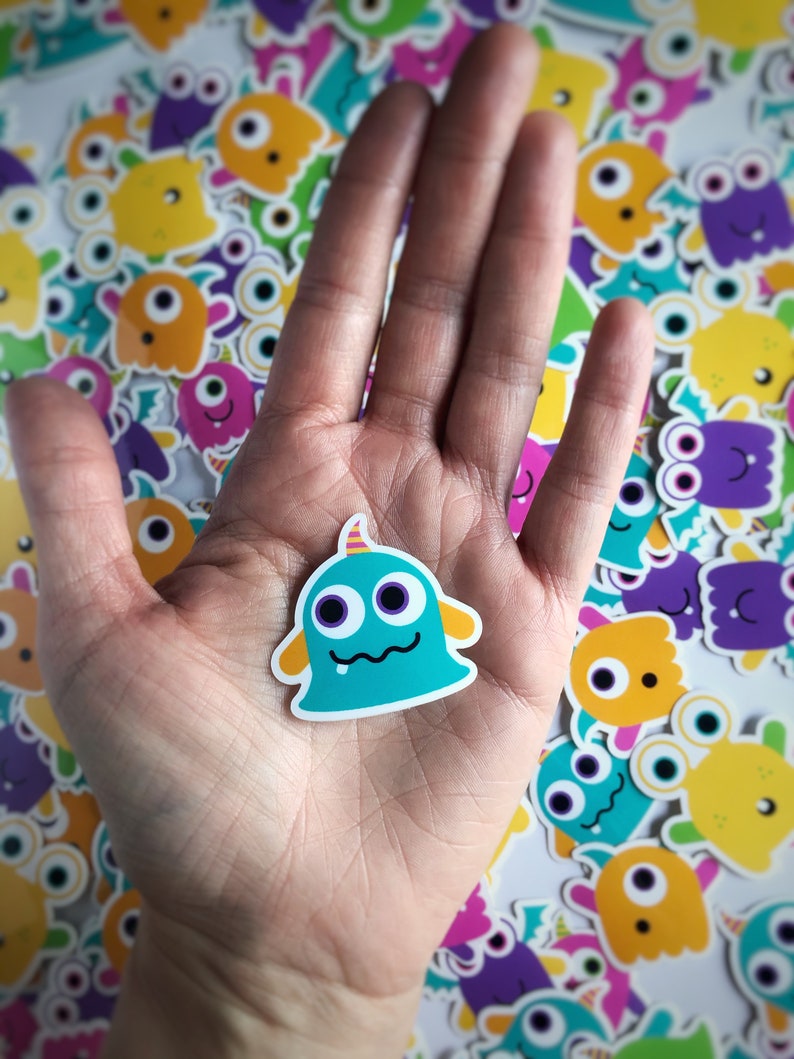Cute Monster Mini Stickers Set of 6 Pack of Monster Vinyl | Etsy