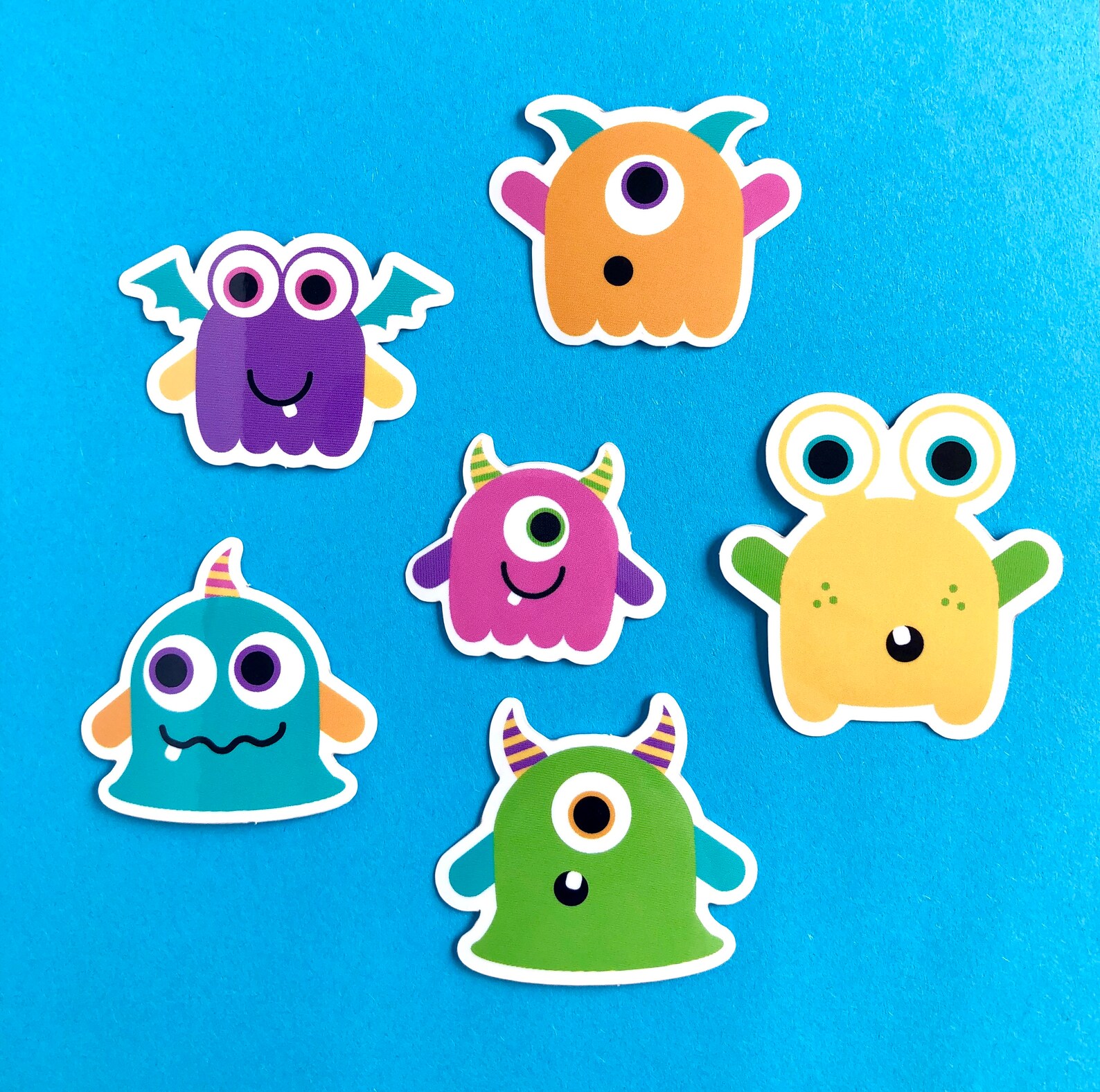 Cute Monster Mini Stickers Set of 6 Pack of Monster Vinyl | Etsy