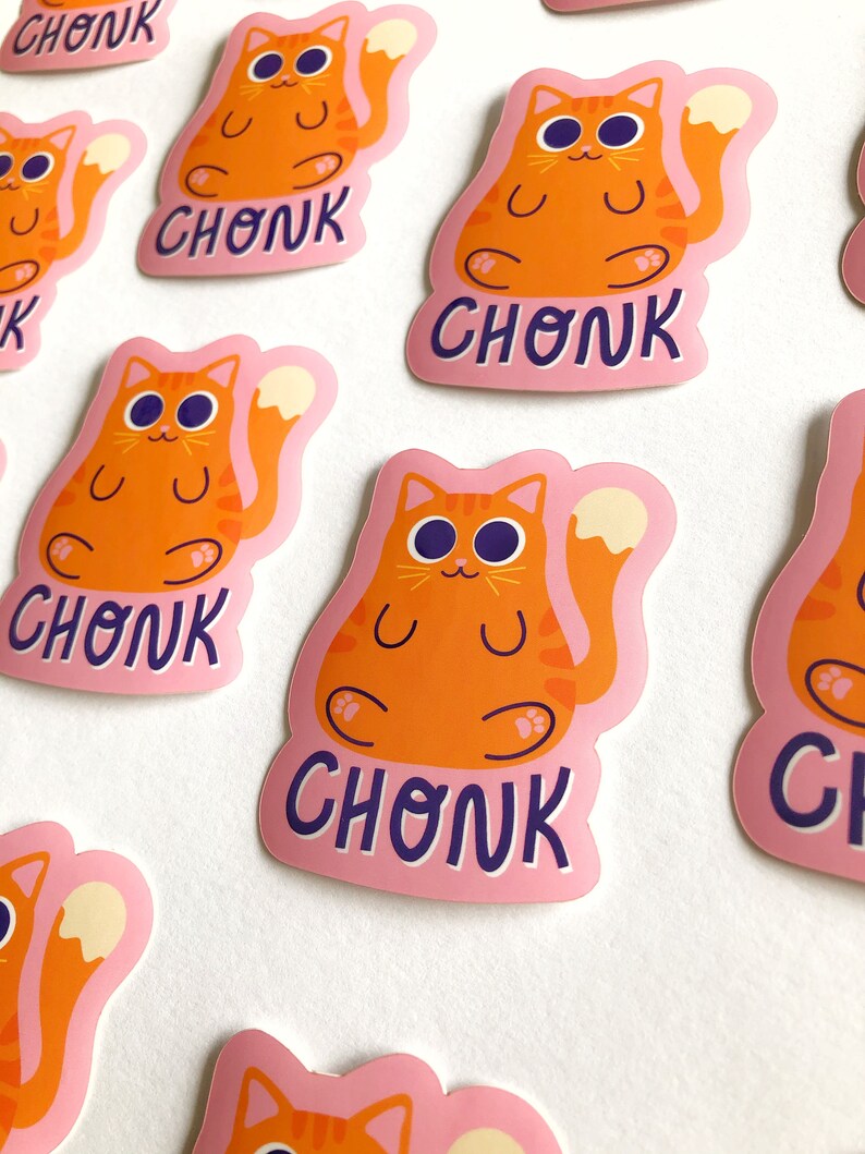 Chonk Cat Sticker | Cute Fat Orange Cat Waterproof Decal | Crazy Cat ...