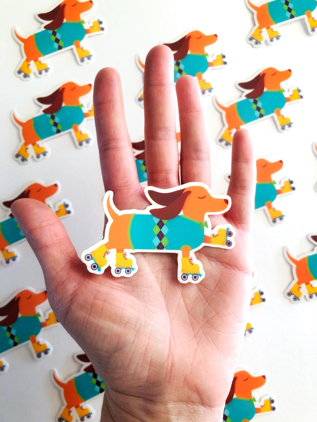 Roller Skating Dachshund Dog Vinyl Sticker Decal | Dachshund Lover Gift ...