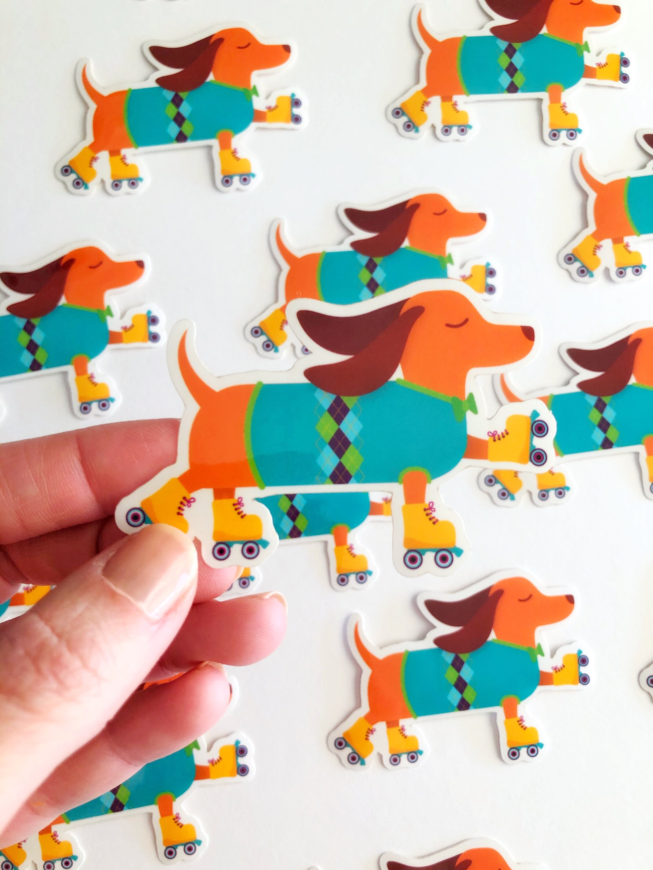 Roller Skating Dachshund Dog Vinyl Sticker Decal | Dachshund Lover Gift ...