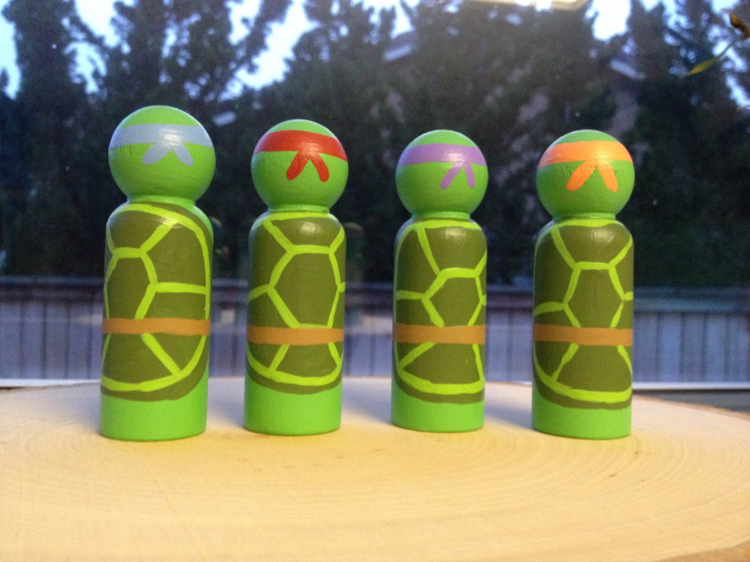 Teenage Mutant Ninja Turtles hand painted wooden peg dolls | Etsy