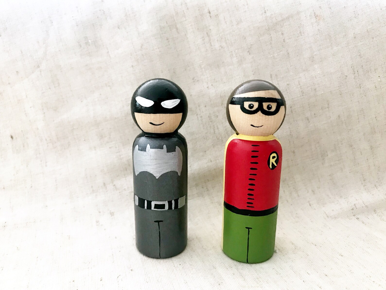Batman and Robin Hand Painted Peg People Toys for Little Boys - Etsy