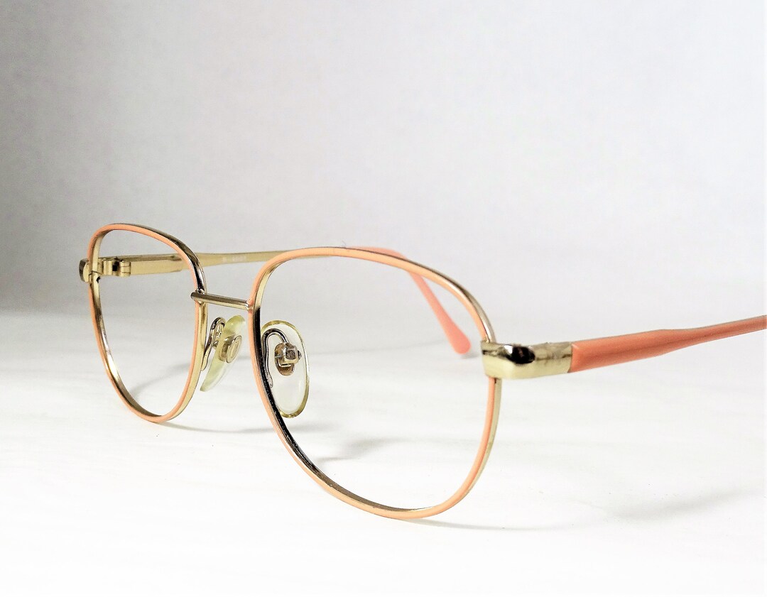 Bubblegum Pink and Gold Round Small Metal Eyeglasses, Women's Vintage ...