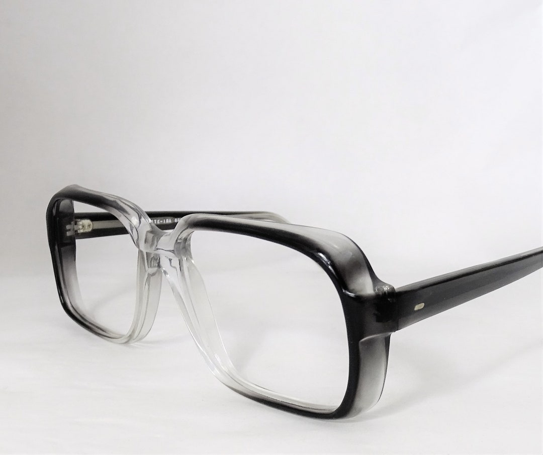 Big Square Eyeglasses, Vintage Gray Glasses, Mens Retro Frame, Clear ...