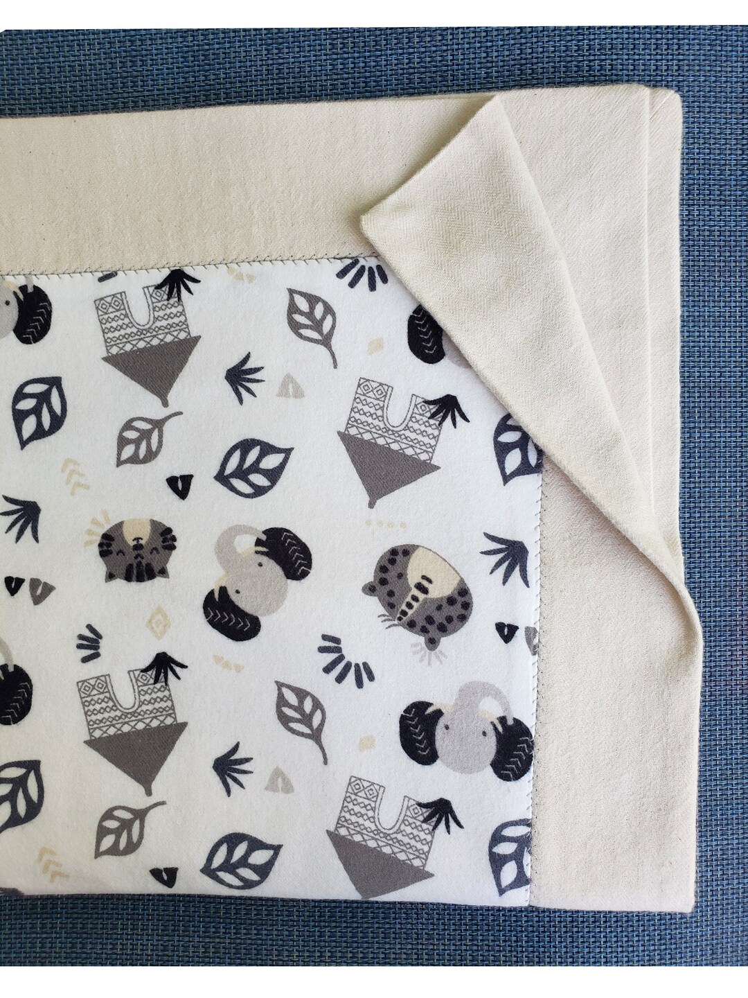 Jungle Animals Flannel Self Binding Receiving Baby Blanket AND Jungle ...