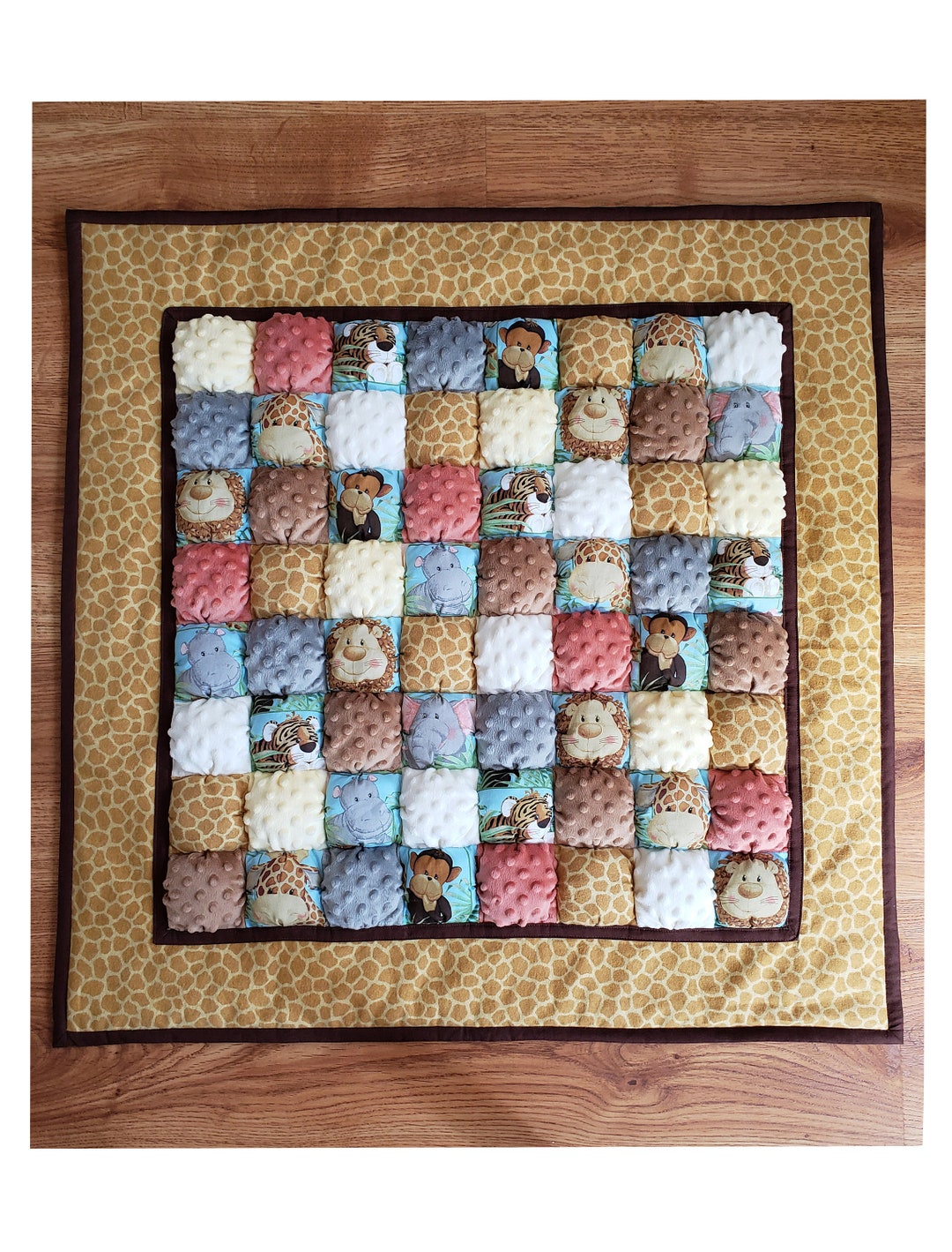 Jungle Animals Play Mat Tummy Time Mat Baby Puff Quilt Bubble Quilt ...