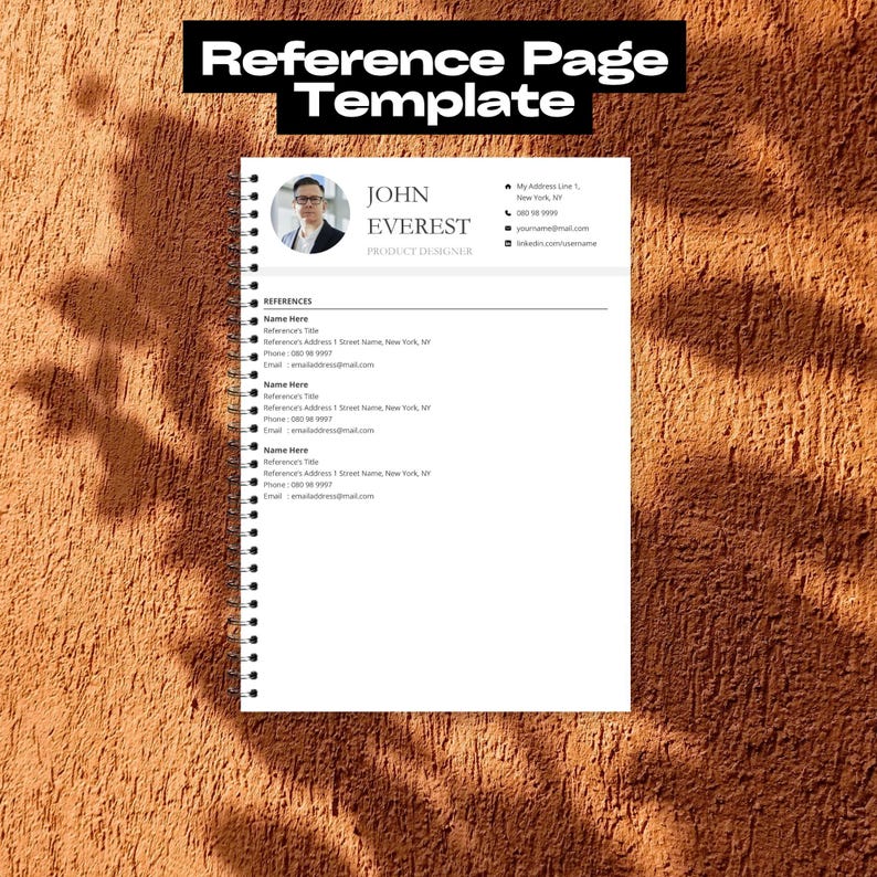 Reference Page Template | Professional Job References | Editable Word ...
