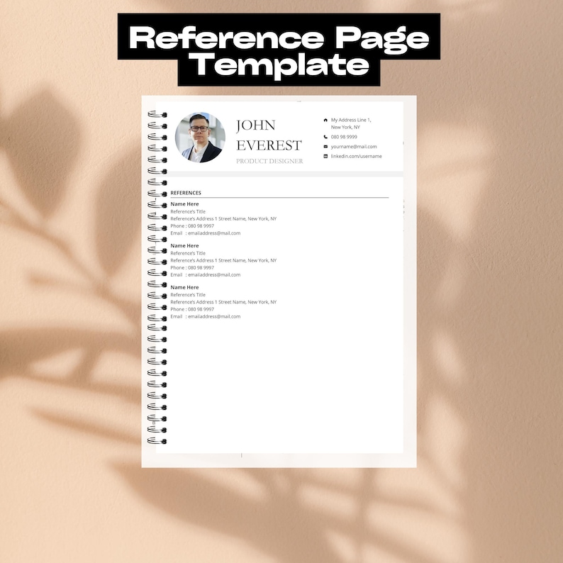 Reference Page Template | Professional Job References | Editable Word ...