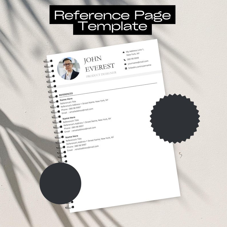 Reference Page Template | Professional Job References | Editable Word ...
