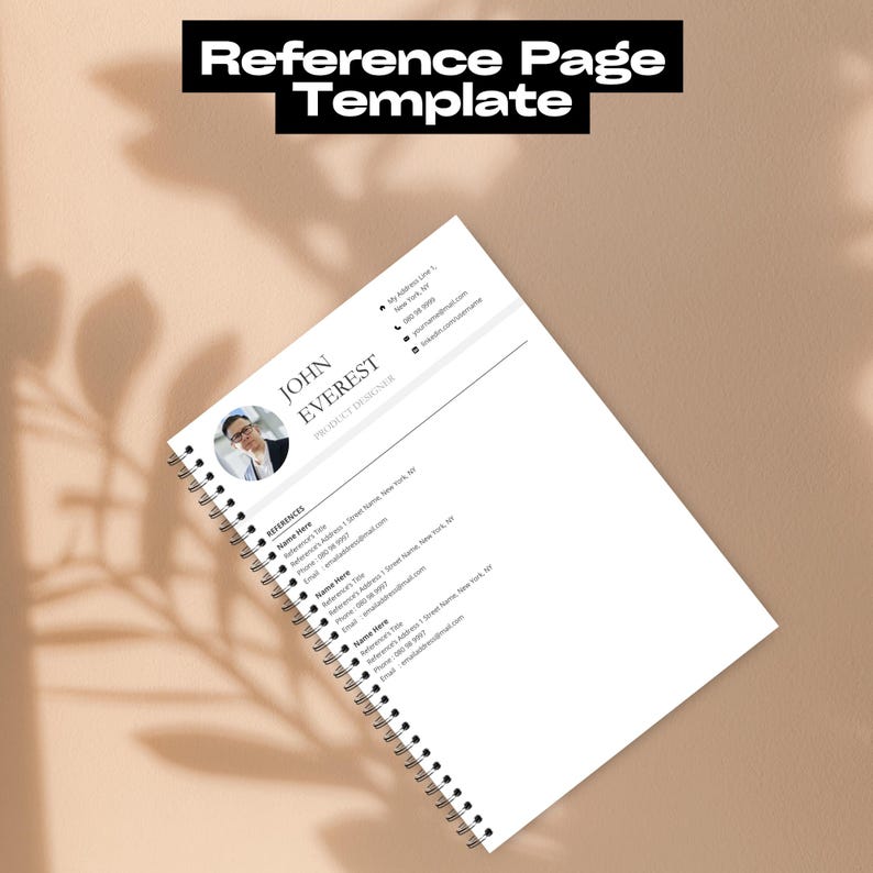 Reference Page Template | Professional Job References | Editable Word ...