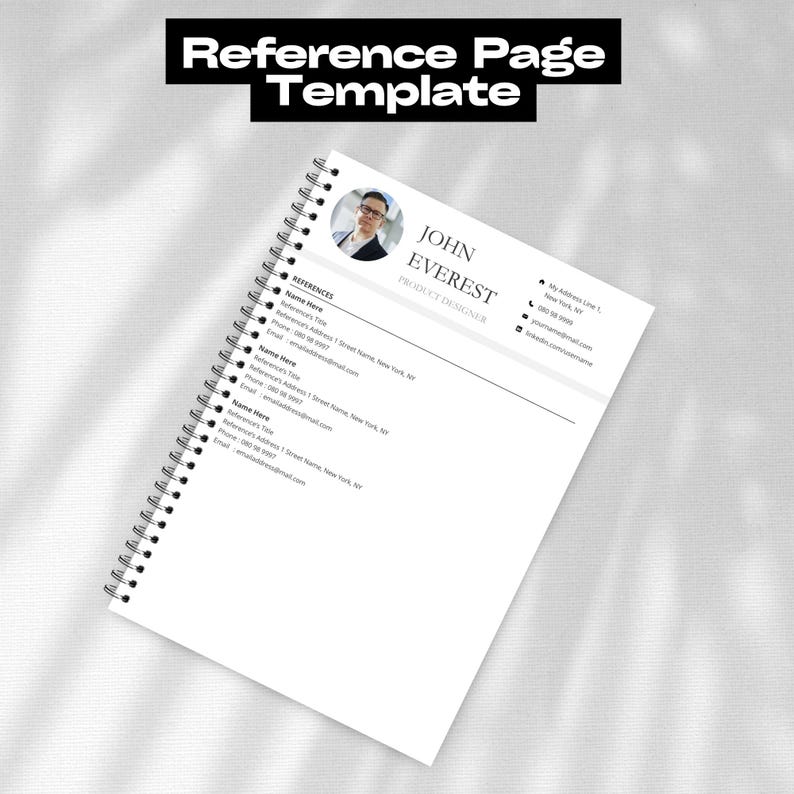 Reference Page Template | Professional Job References | Editable Word ...