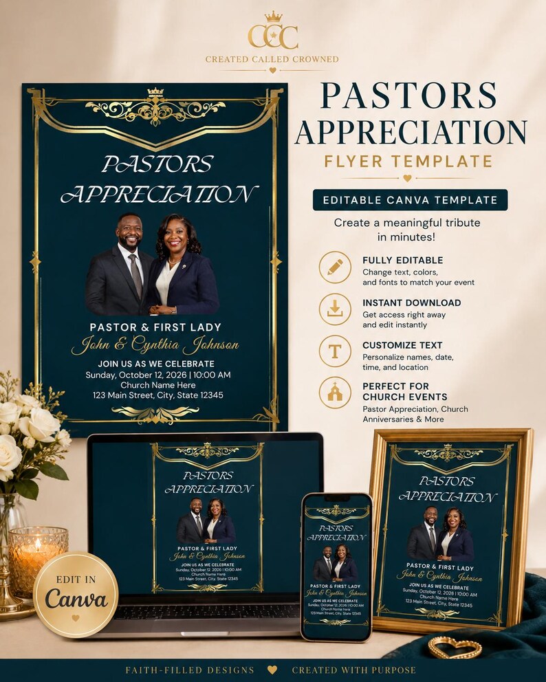 Editable Pastor Appreciation Flyer Template, Church Event, Anniversary ...
