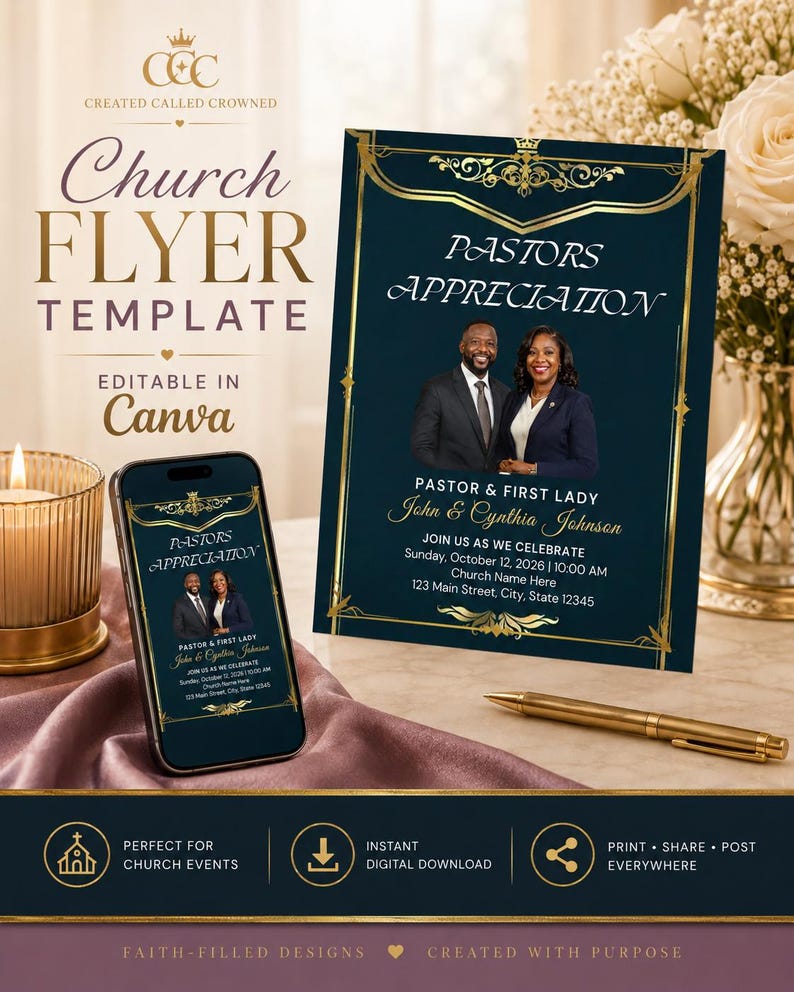 Editable Pastor Appreciation Flyer Template, Church Event, Anniversary ...