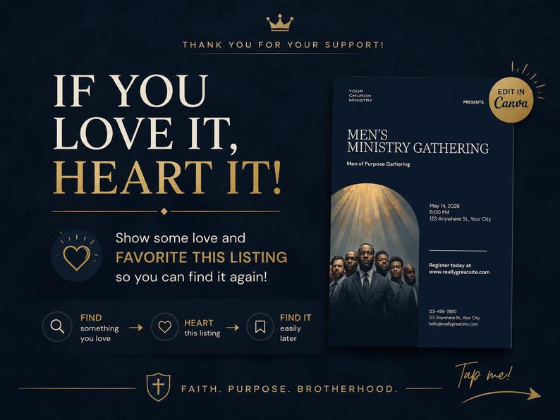 Men's Ministry Gathering Flyer Template, Faith Leadership Event (canva ...